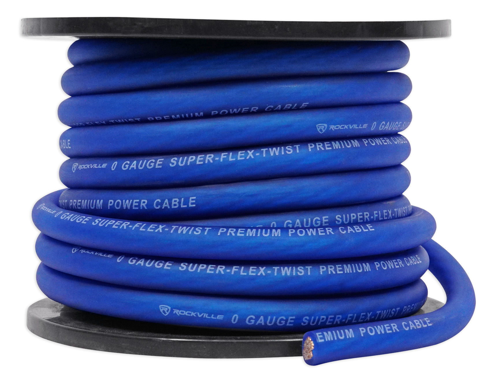 Rockville R0G50BLUE 0 Gauge 50 Foot Spool Blue Car Amp Power+Ground ...