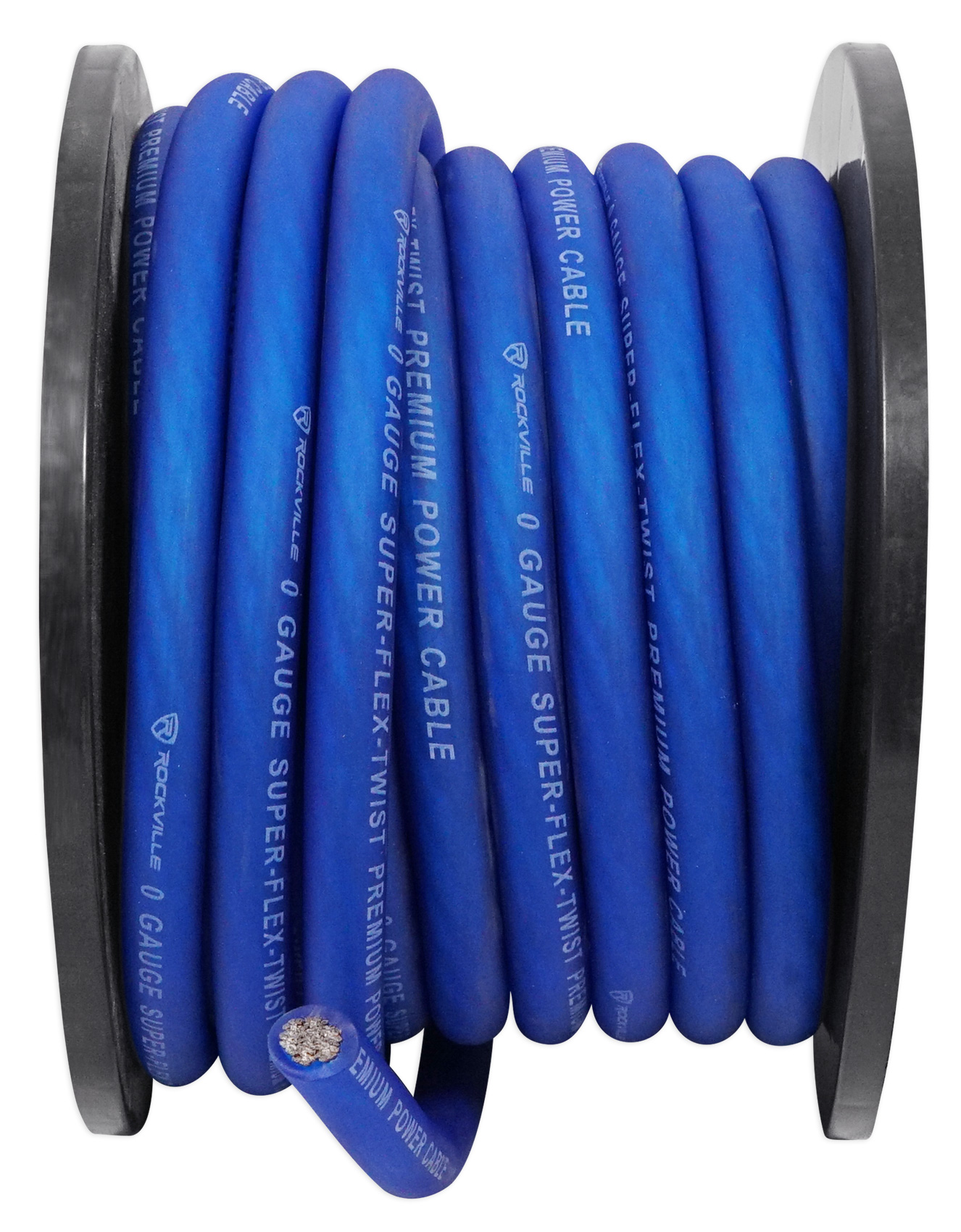 Rockville R0G50BLUE 0 Gauge 50 Foot Spool Blue Car Amp Power+Ground ...