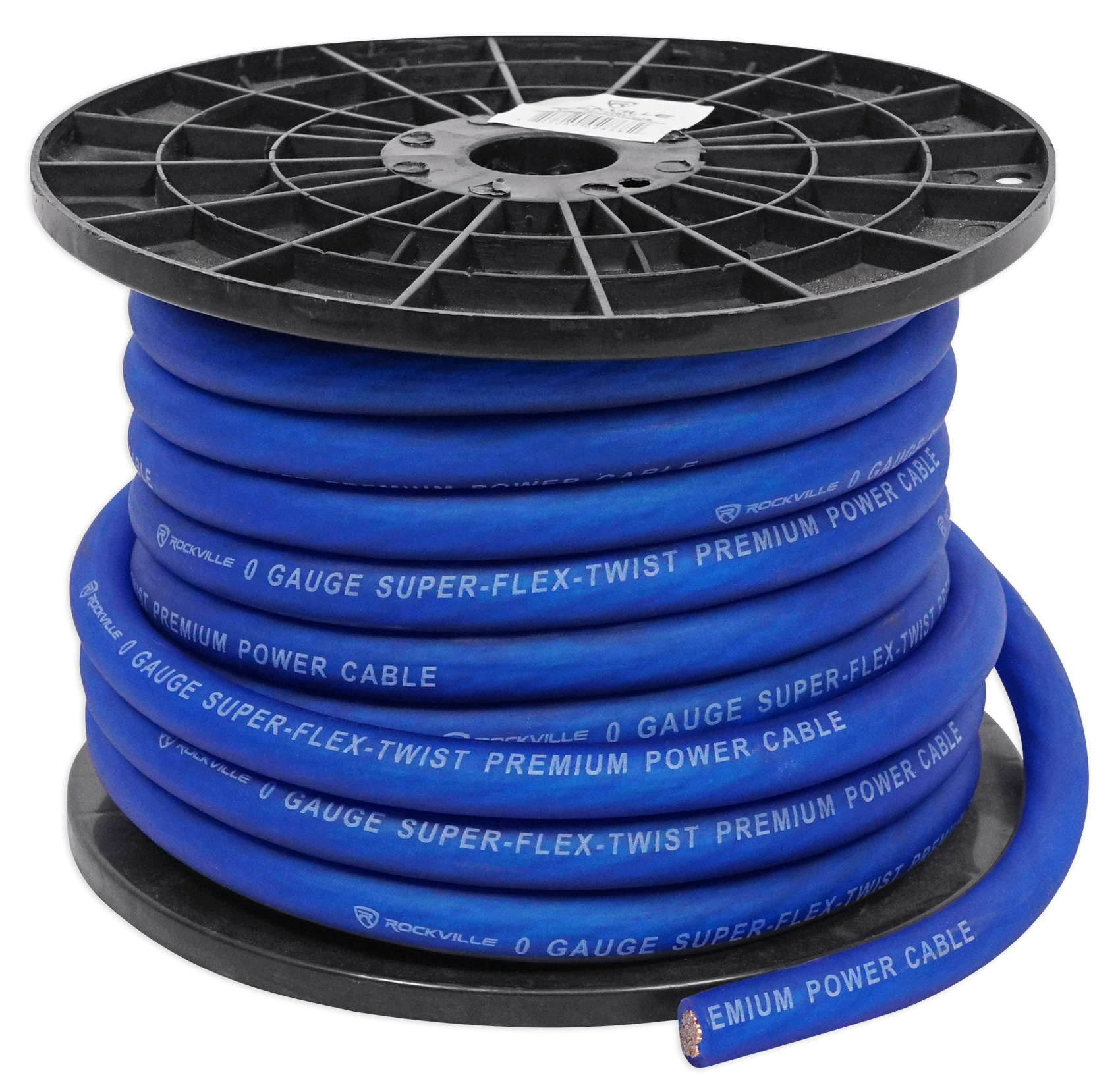 Rockville R0G50BLUE 0 Gauge 50 Foot Spool Blue Car Amp Power+Ground ...