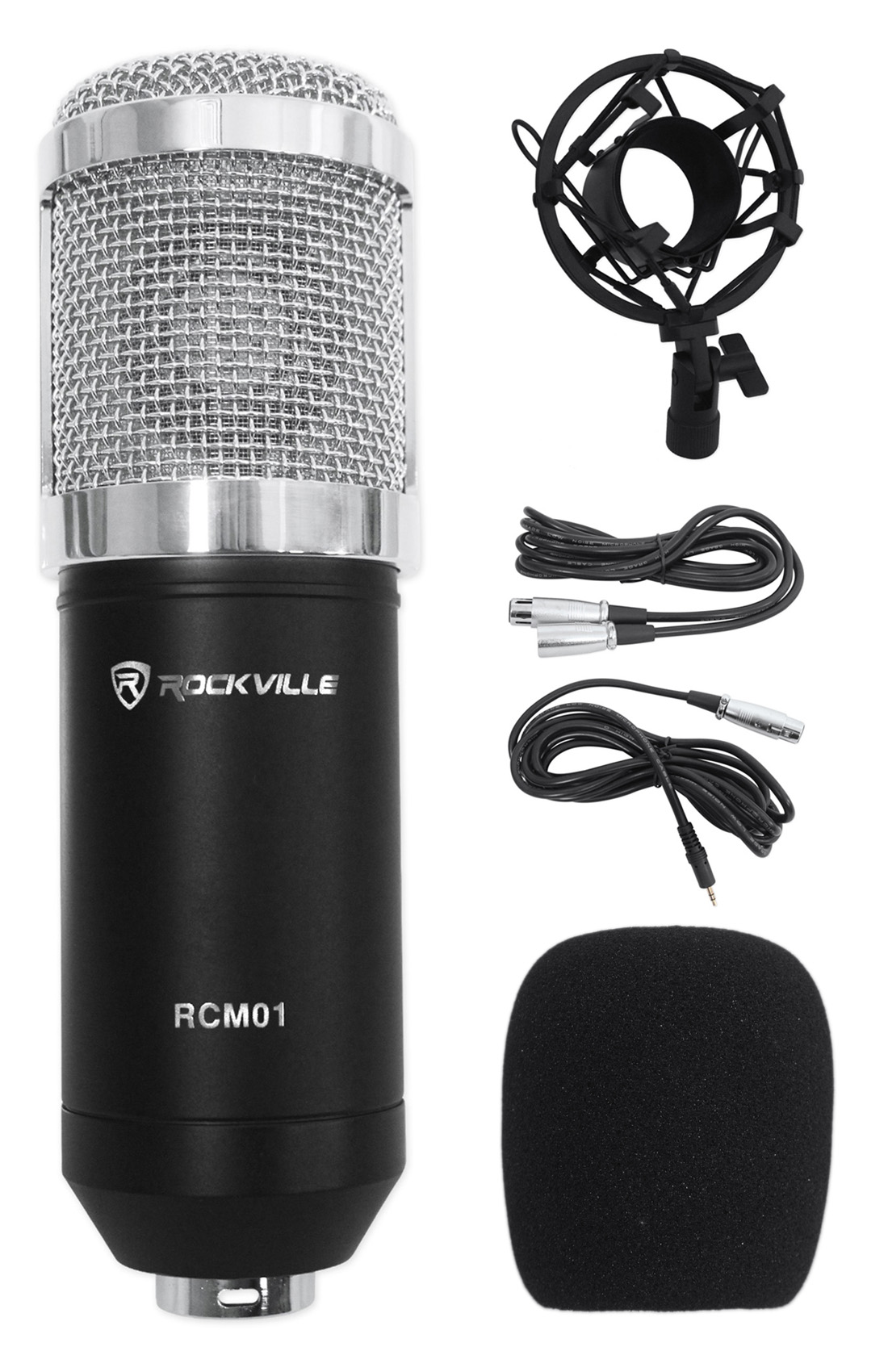 Rockville RCM01 Studio Podcast Recording Microphone+Samson Desktop Mic ...