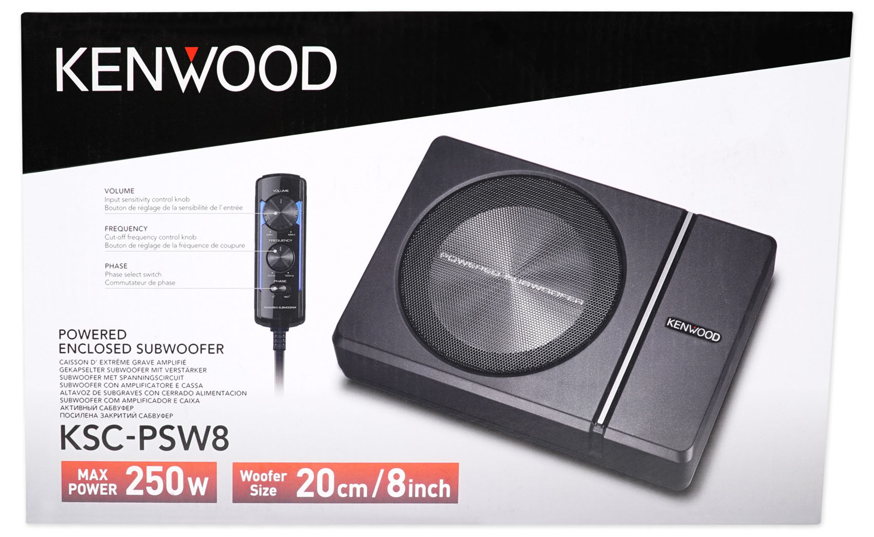 Kenwood KSC-PSW8 8" 250w Slim Under-Seat Active Powered Car/Truck ...