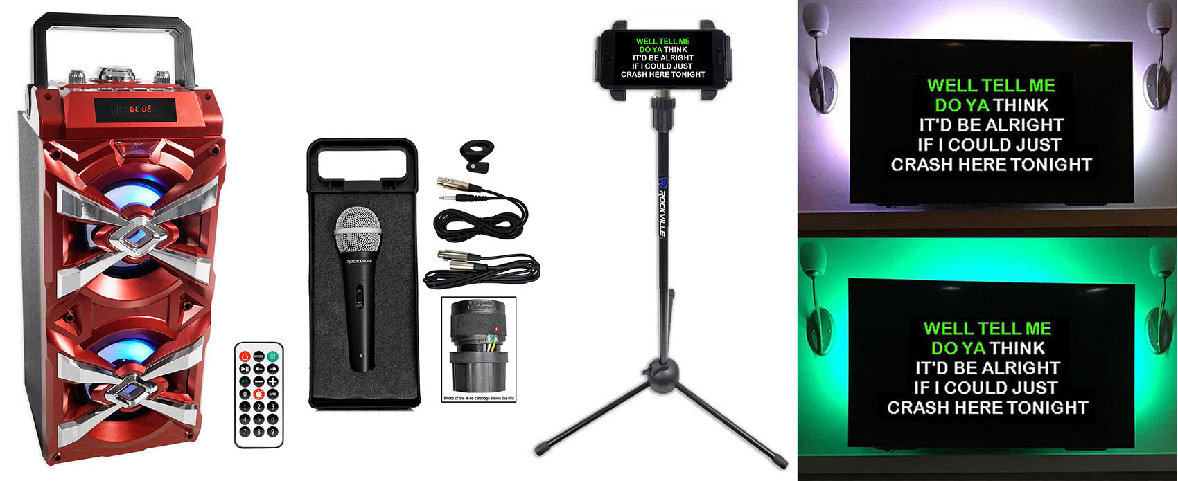 NYC Acoustics Bluetooth Karaoke Machine System wActive+TV LED's+Mic ...